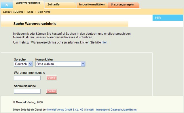 Das Warenverzeichnis
